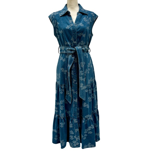 Solitaire | Dresses | Nwt Solitaire Denim Midi Dress Cap Sleeve ...